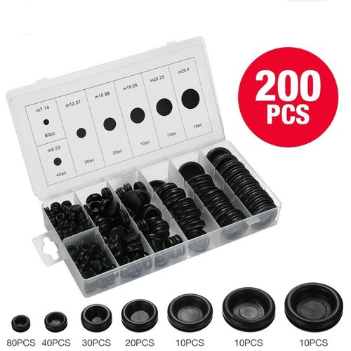 200Pcs 7 Sizes Rubber Grommets Closed Hole Plugs Washers for Wiring | eBay