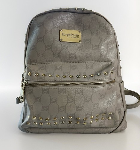 Bebe Women’s Logo Backpack Purse Taupe Tan Gold Studs Bag School Hike ...