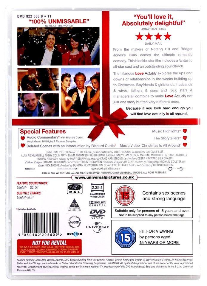 Love Actually [DVD] New Sealed - Alan Rickman, Bill Nighy, Colin Firth ...