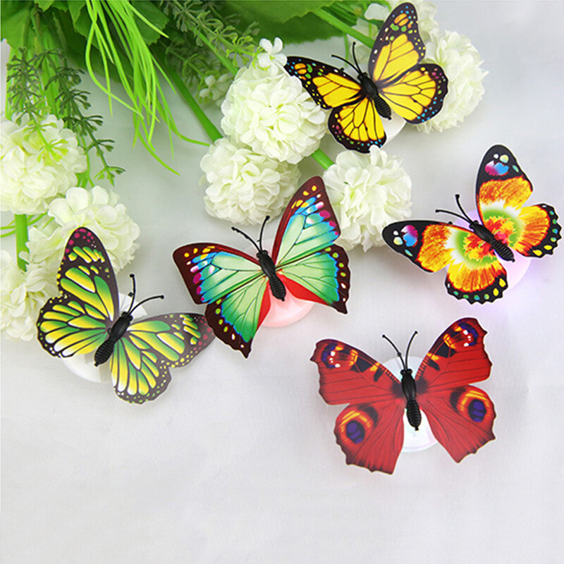 4x Butterfly LED Night Light Glowing Stickable Atmosphere Wall Lights ...
