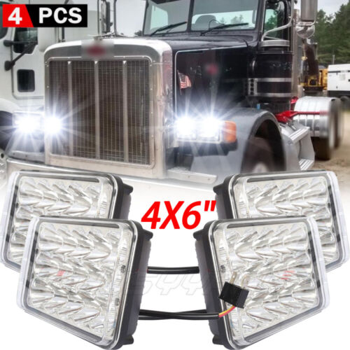 4x6" Halo DRL FOR Kenworth Peterbilt LED Headlights 357 379 378 Seal Hi ...