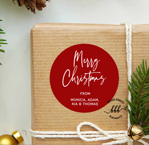 12 Personalised Glossy Red Christmas Stickers Gift Xmas Presents Gifts ...