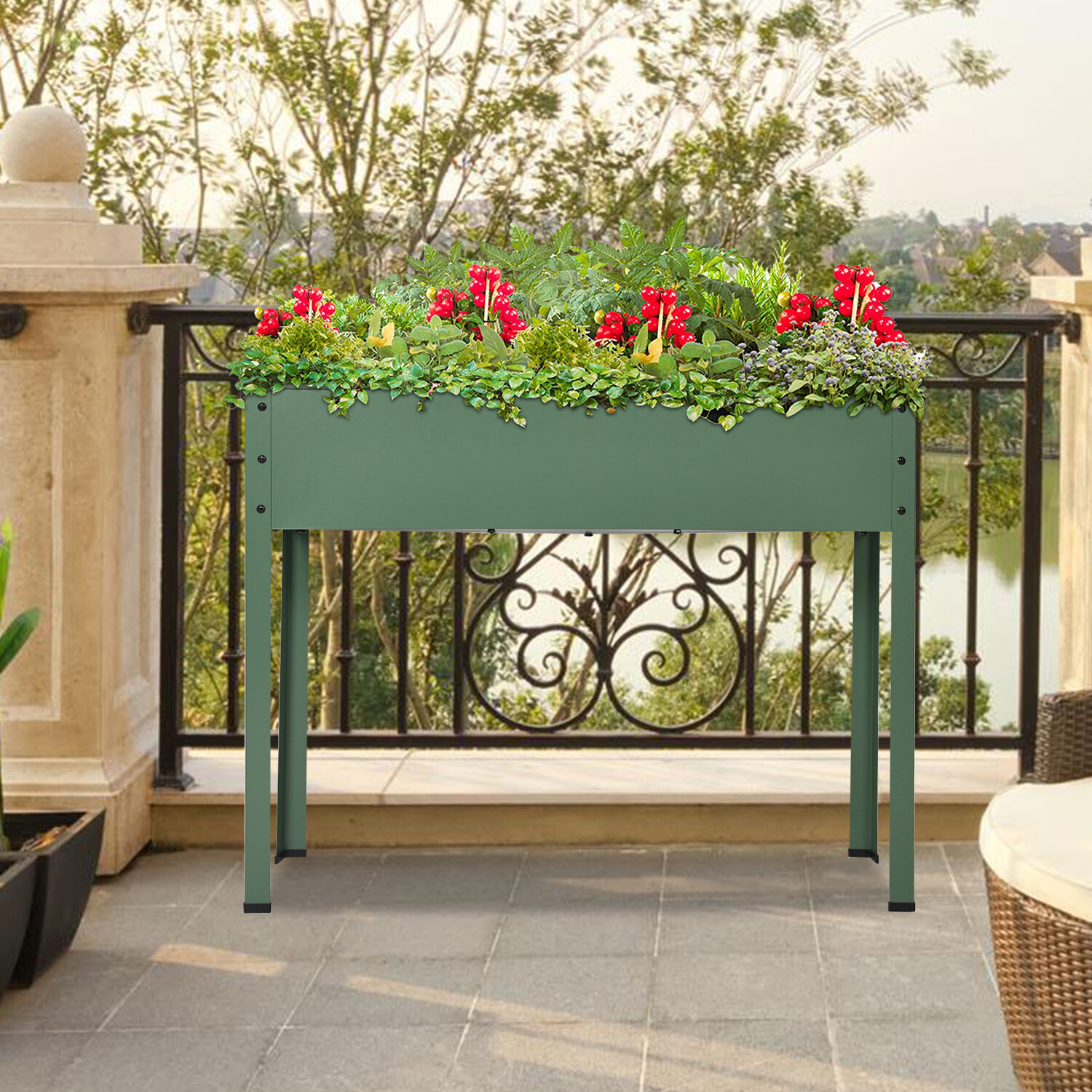 Metal Raised Elevated Garden Bed Planter Box Vegetables Fruits Herb ...