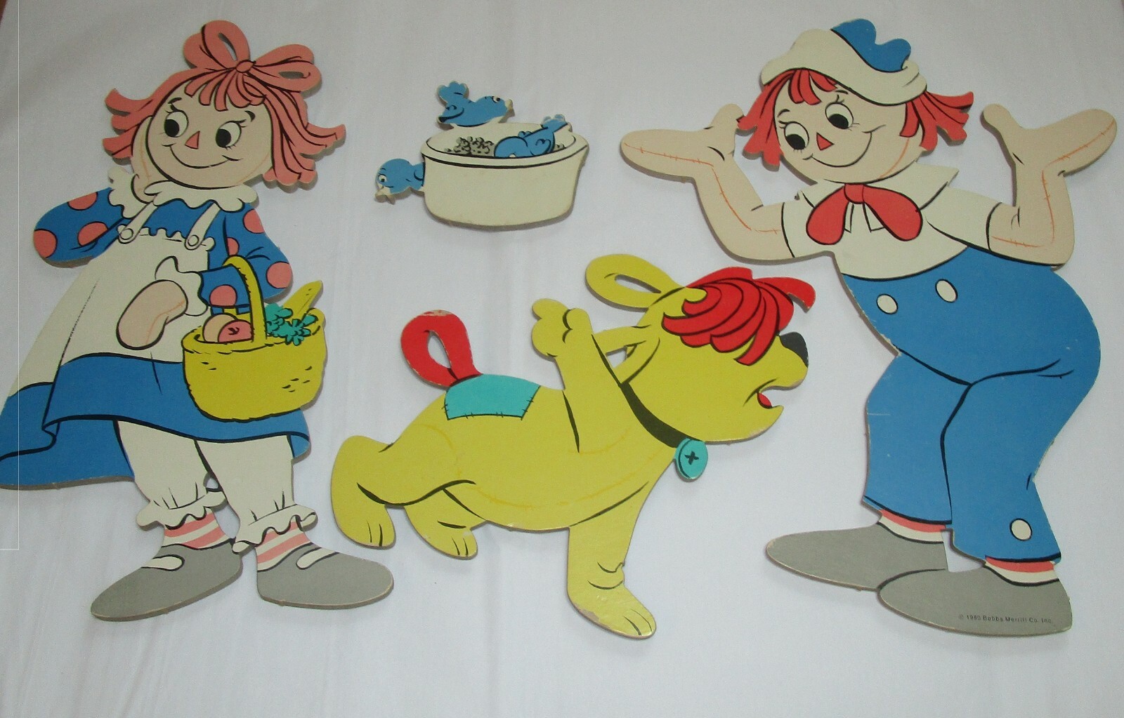 Vintage RAGGEDY ANN, ANDY, ARTHUR & BIRD WALL HANGING Set 1980 Bobbs ...