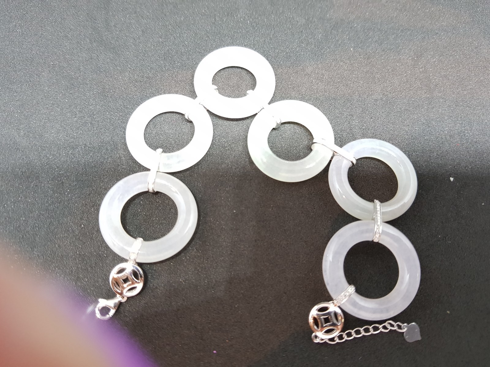 Certified Rich Translucent white jade bracelet with diamond - Elegent ...