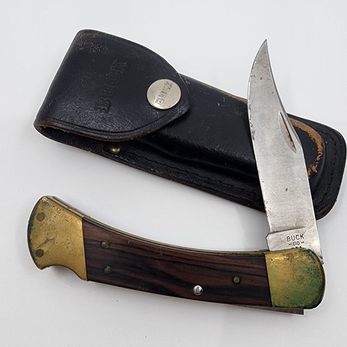 Vintage Buck USA 110 4-dot Folding Knife With Original Sheath 1981-1986 ...