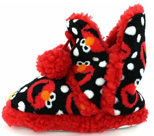 ELMO Sesame Street Toddler Girls Black or Brown Boot Slip-On Slipper ...