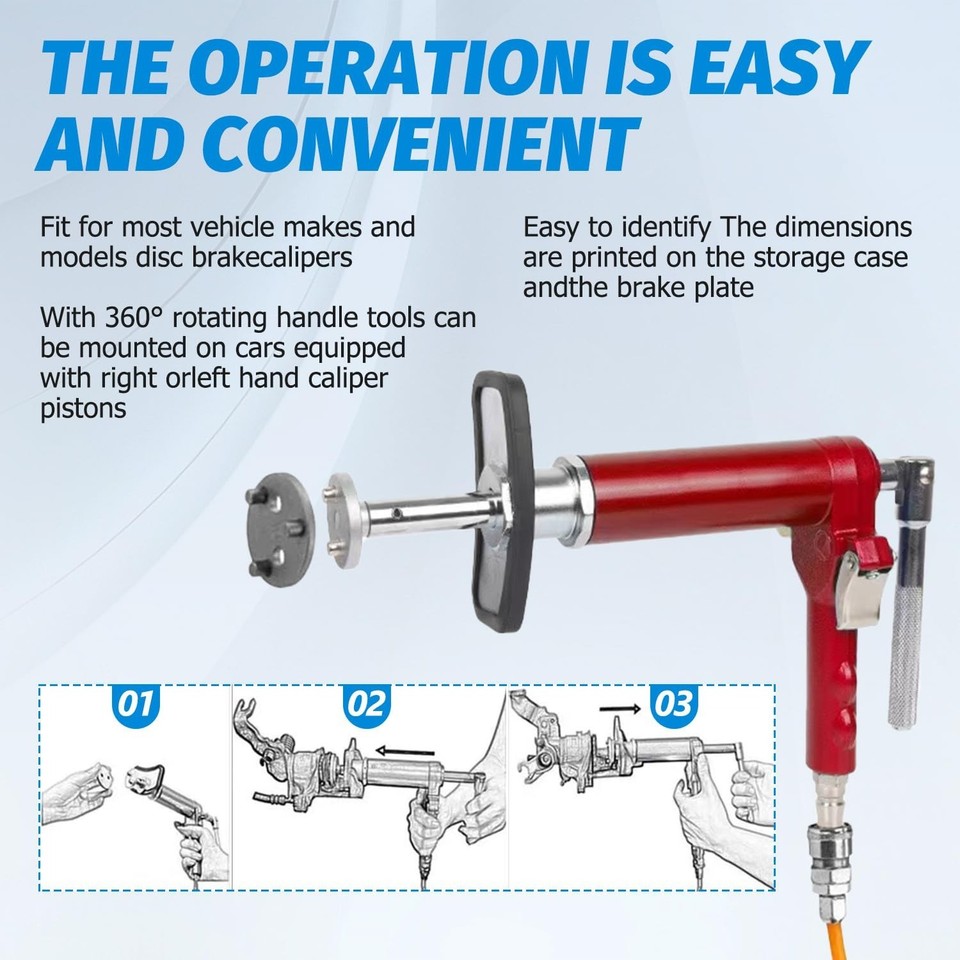 Pneumatic Brake Caliper Compression Tool, 28-Piece Heavy Duty Disc ...