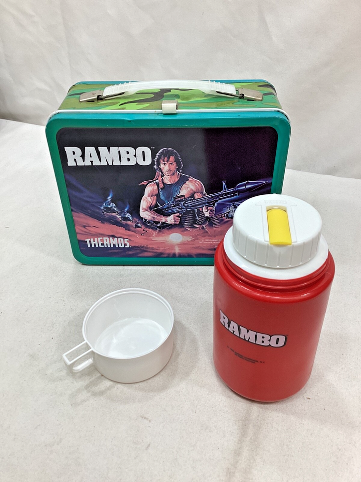 NEW 1985 Vintage Rambo First Blood II Metal Lunch Box & Thermos ...