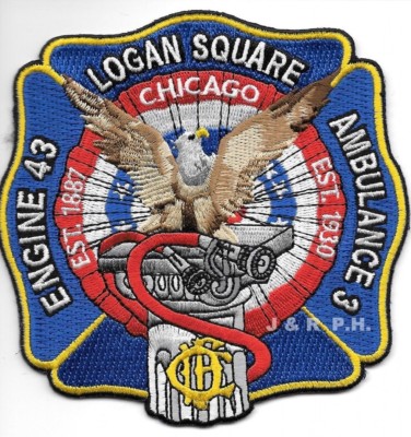 Chicago Engine - 43 "Logan Square", Illinois (4.5" x 4.5") fire patch ...