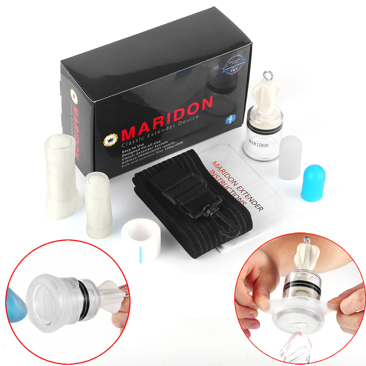 Male Penis Vacuum Pump Extender System Stretcher Hanger Kit Male Delay ...