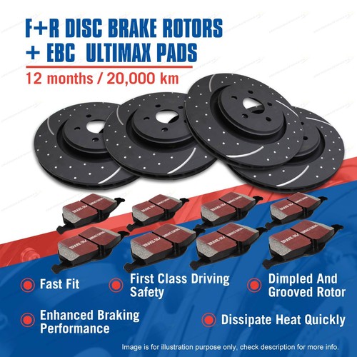 F + R Slotted Rotors EBC Pads for Holden Commodore Toyota Lexcen VR VS ...