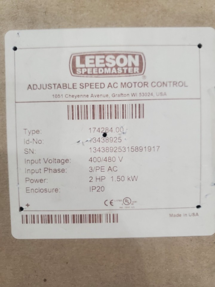 Leeson VFD Speedmaster 400/480 V 2hp AC motor control variable ...