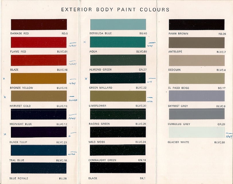 Austin Morris MG Wolseley Vanden Plas Mini Colours & Trims 1971-72 UK ...