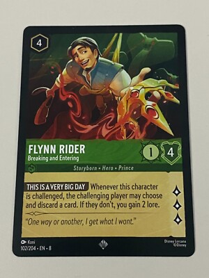Disney Lorcana Flynn Rider Breaking and Entering Super Rare NM - Plus ...