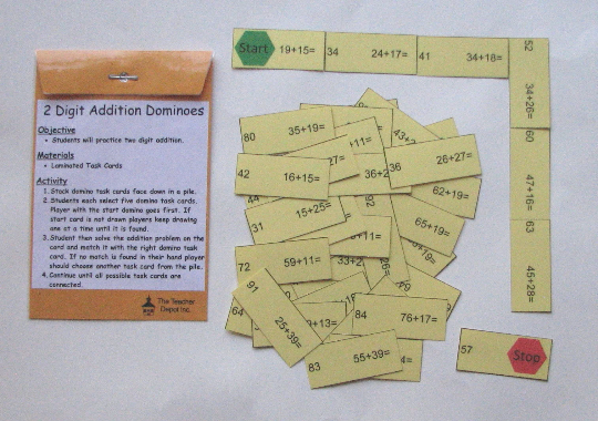 Teacher Made Math Center Resource Game 2 Digit Addition Dominoes ...