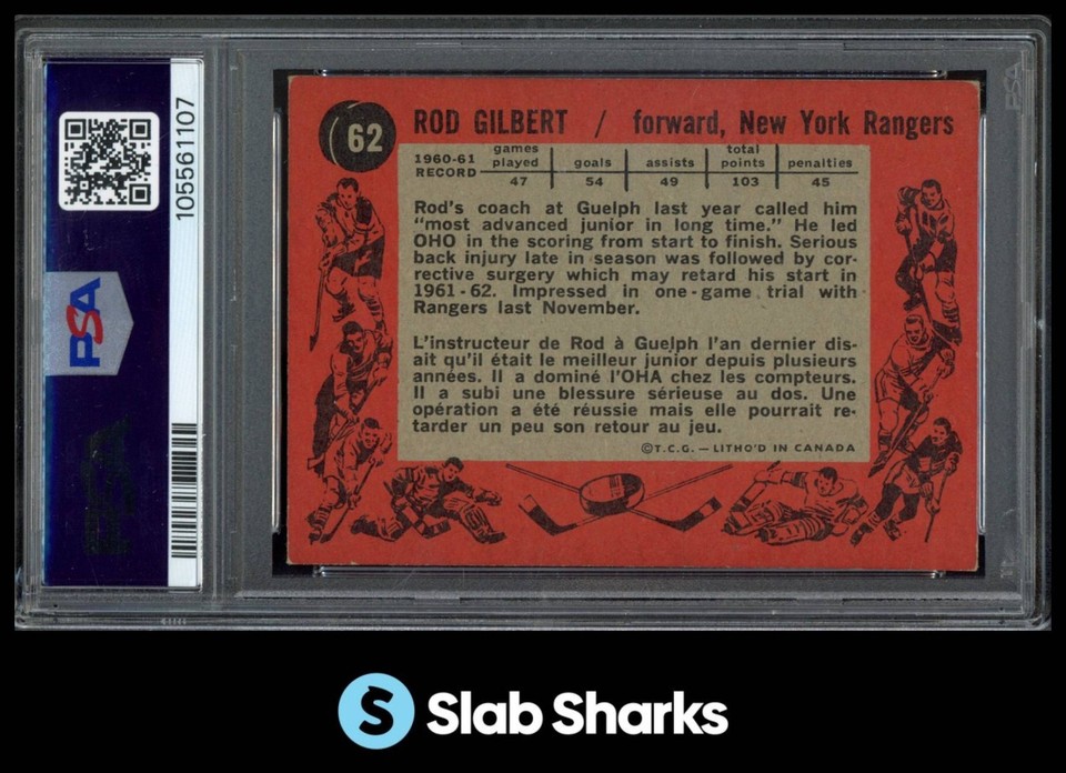 1961 TOPPS #62 ROD GILBERT RC ROOKIE PSA 5 | eBay