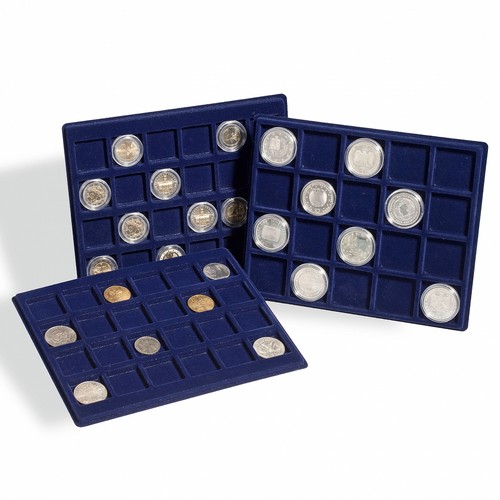 Two 192mm x 237mm Blue Felt Velvet CARGO S6 Coin Display Trays 47mm ...