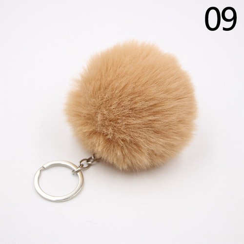 Soft Fur Fluffy Ball Keychain PomPom Key Chains Keyring Charms Handbag ...
