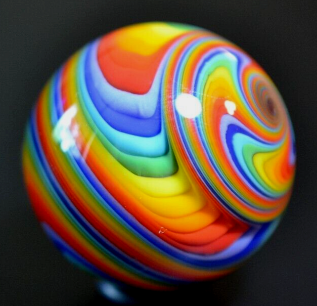 JAY SLACK GLASS MARBLE/1.443"-LOBED RAINBOW ARRAY-LILAC,LAVENDER,MINT ...