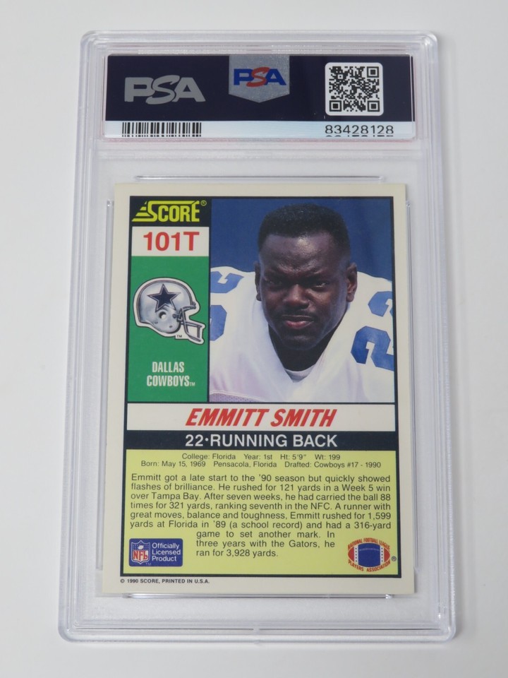 Emmitt Smith HOF Signed Autograph 1990 Score Rookie Card 101T w/insc ...