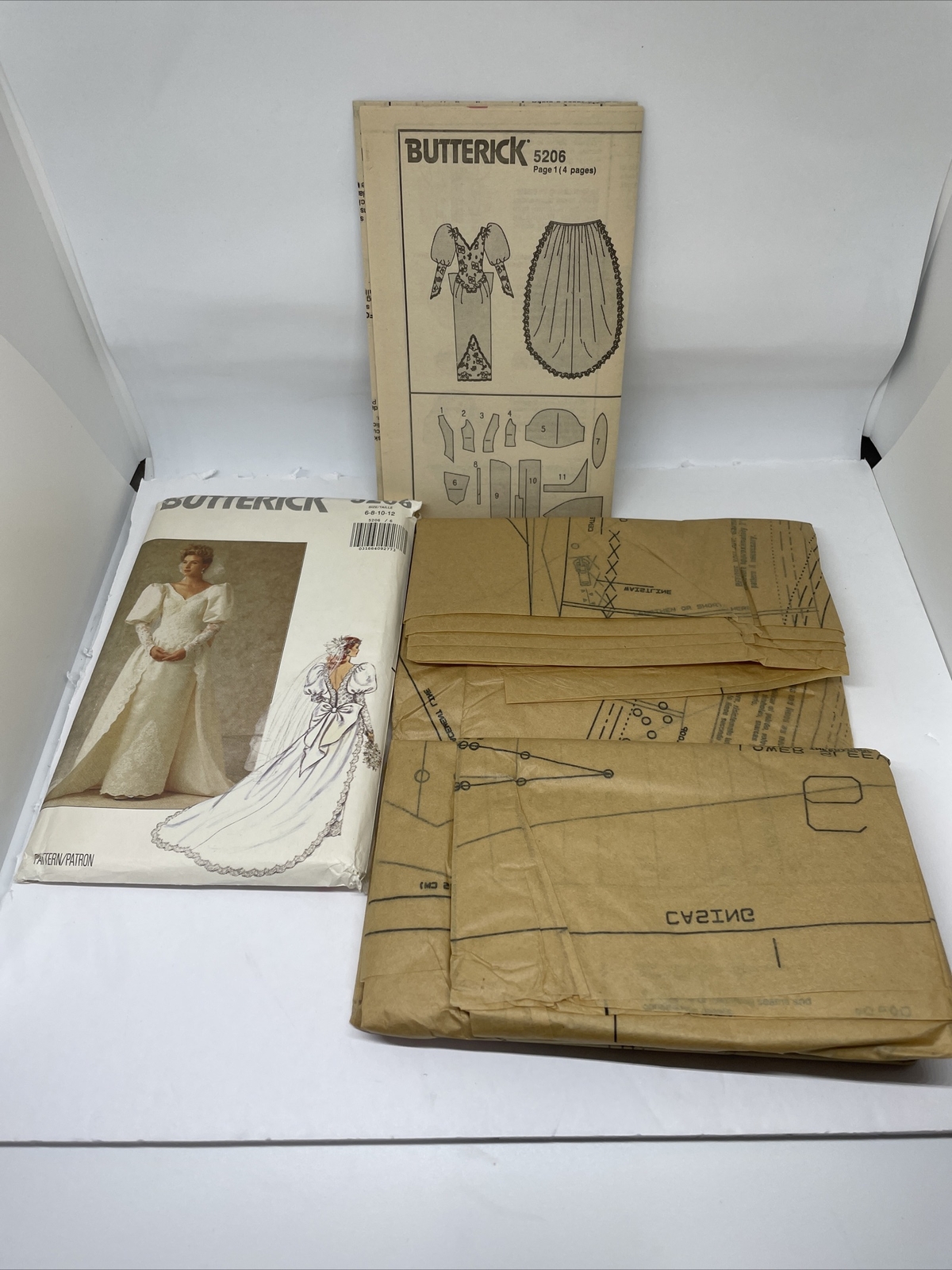Butterick 5206 Bridal Wedding Dress Gown Lace Sewing Pattern 6-12 UNCUT ...