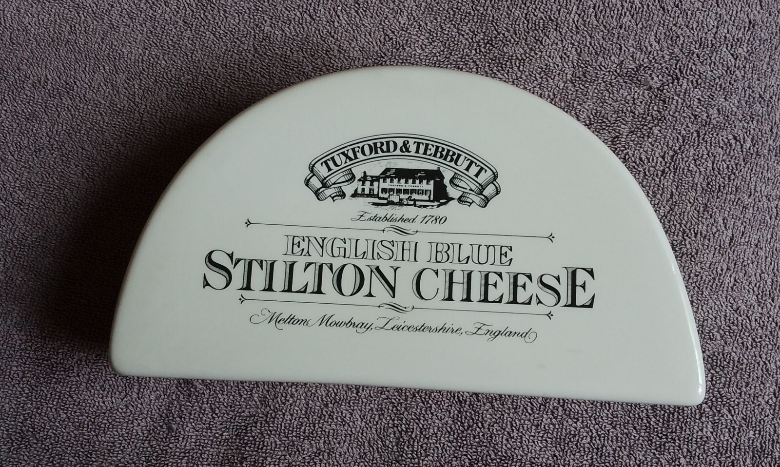 Tuxford & Tebbutt English Blue Stilton Cheese Ceramic Half Moon Storage ...