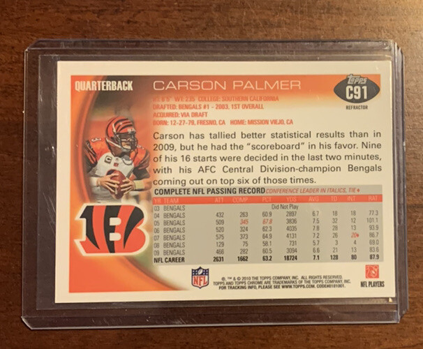 2010 Topps Chrome Refractor Carson Palmer #C91 | eBay