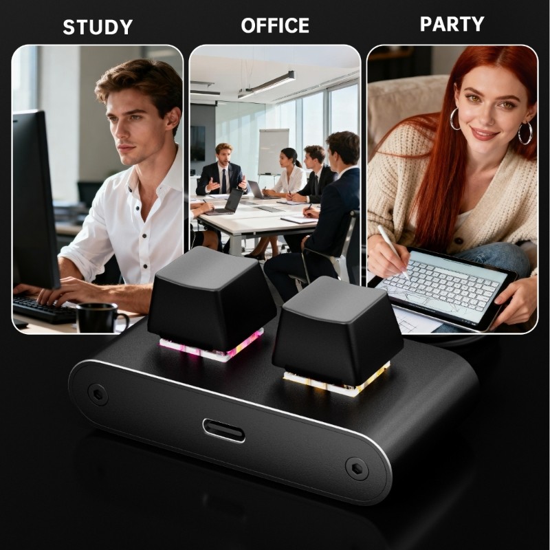 Black Aluminum Shell Corded Two Key Keyboards Copy Paste Shortcut ...