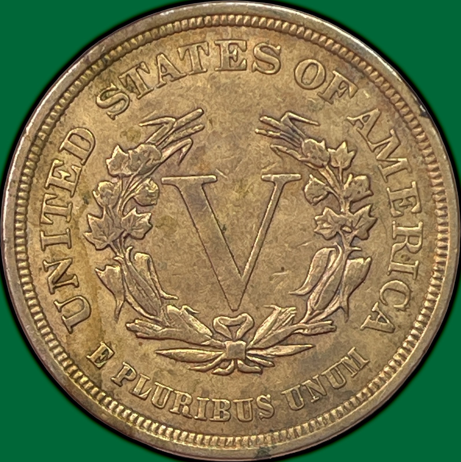 1883 Racketeer Gold Plating Liberty Head Nickel Almost Uncirculated ...
