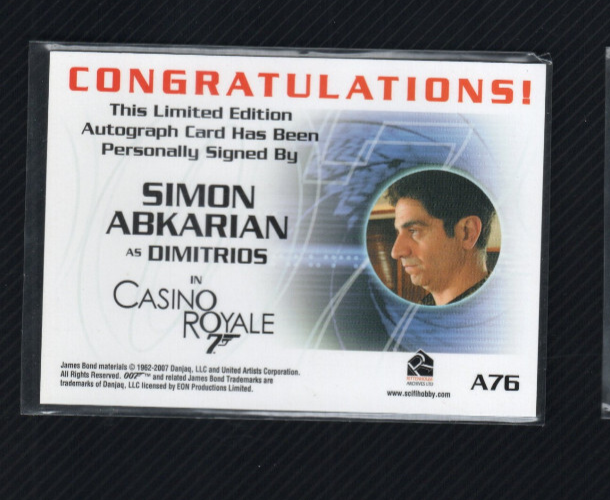 The Complete James Bond Autograph Auto Card A76 Simon Abkarian as ...