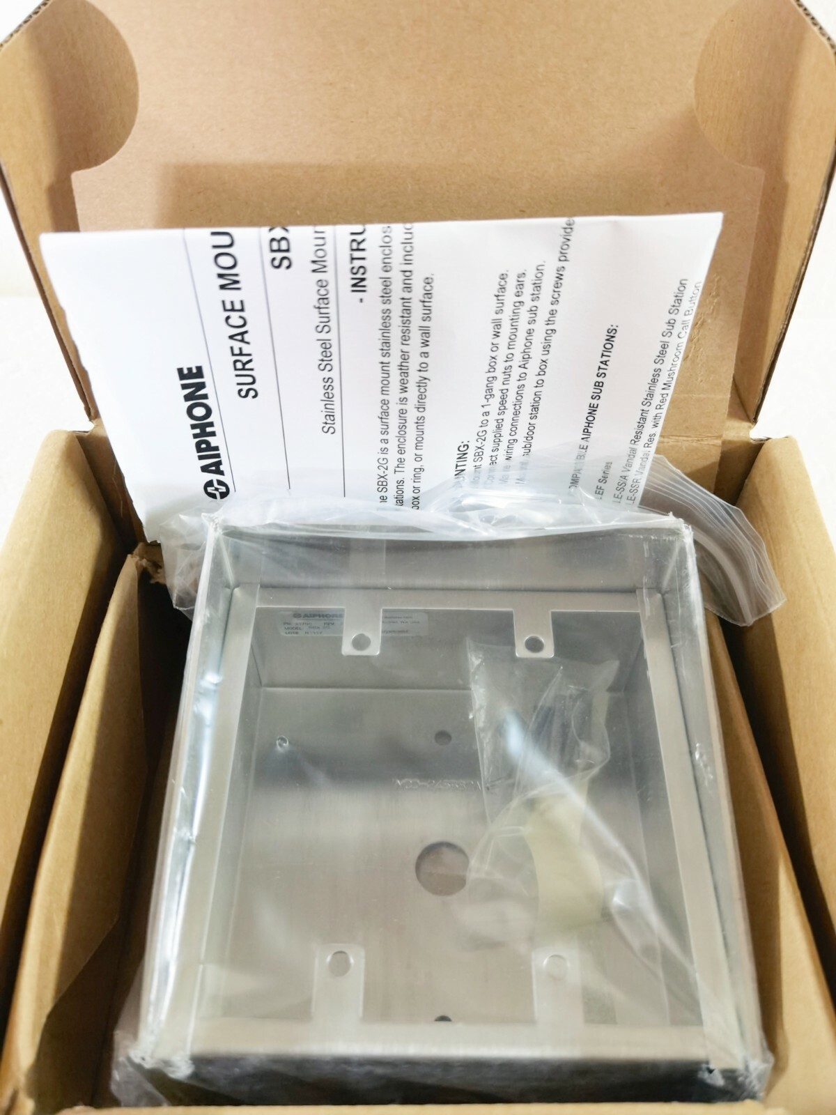 Aiphone Sbx-2g Surface Mount Enclosure Stainless Steel for sale online ...