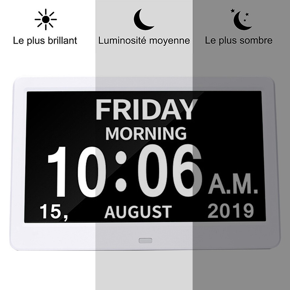 10"LED Desk Wall Clock With Calendar Dementia Digital Large Big Jumbo ...