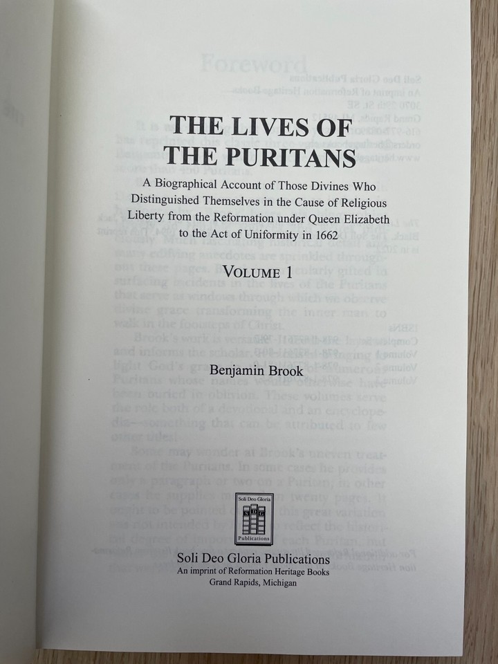New! 2022, Benjamin Brook, The Lives of The Puritans, 3 vol. set ...