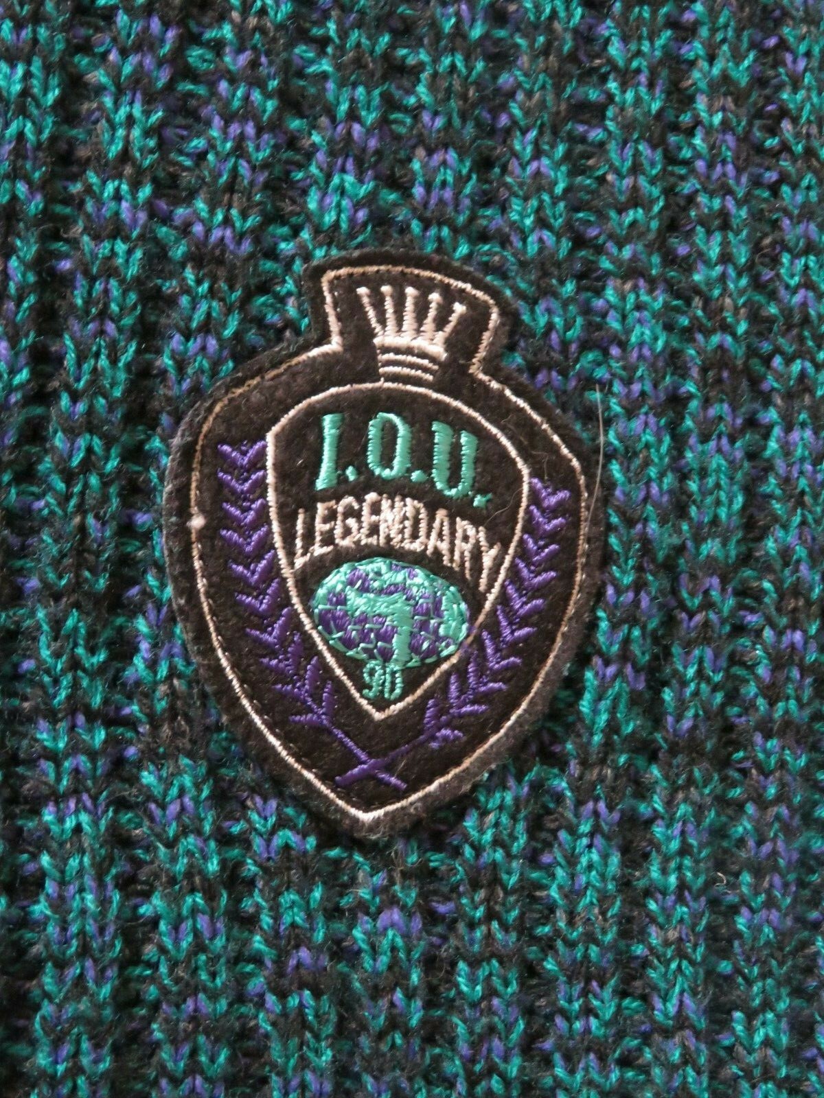 Vintage Mens IOU Legendary 80s 90s Chunky Cable Knit Sweater High Mock ...