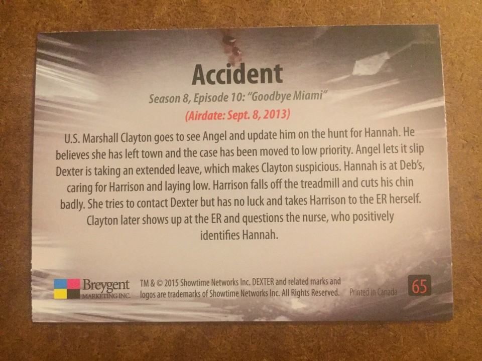 Accident 65 Dexter Season 7 & 8 Collector Trading Card | eBay