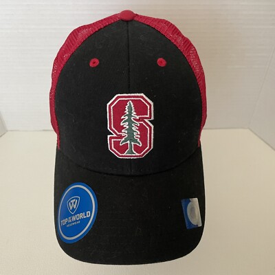 Stanford University Cardinal Logo Hat Top Of World Black Red Mesh ...
