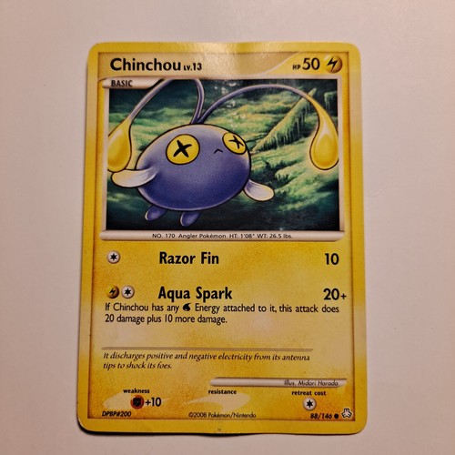 Chinchou Pokemon Card Lv 13 Hp 50 2008 88/146 | eBay