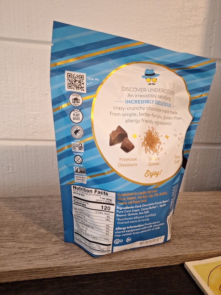 Undercover Snacks Chocolate Quinoa Crisps Dark Chocolate + Sea Salt 434 ...