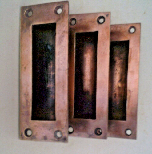 VINTAGE INDUSTRIAL BRASS RECESSED DOOR HANDLES PULLS. JOB LOT. | eBay