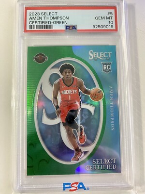 2023-24 Panini Select Amen Thompson Certified #5 RC GREEN PRIZM PSA 10 Rockets | eBay