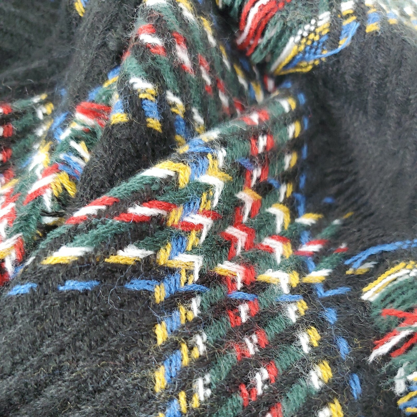 Cejon Womens Scarf Black Plaid Blanket Wrap Wool Blend Multicolor 76 ...