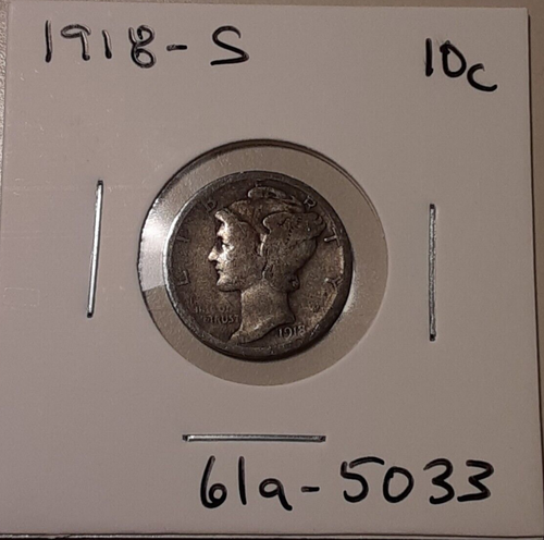 1918-S Mercury Dime 10c San Francisco Mint 90% Silver (#61a-5033 ...