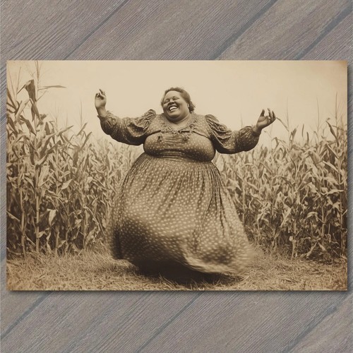 4x6" Laughing Woman Corn Field Dress Nostalgia Country Halloween Retro BBW | eBay