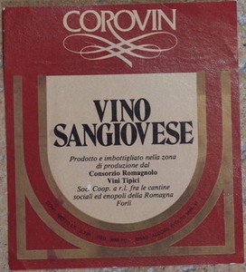 ETICHETTA VINO SANGIOVESE COROVIN CONSORZIO ROMAGNOLO ROMAGNA WINE ...