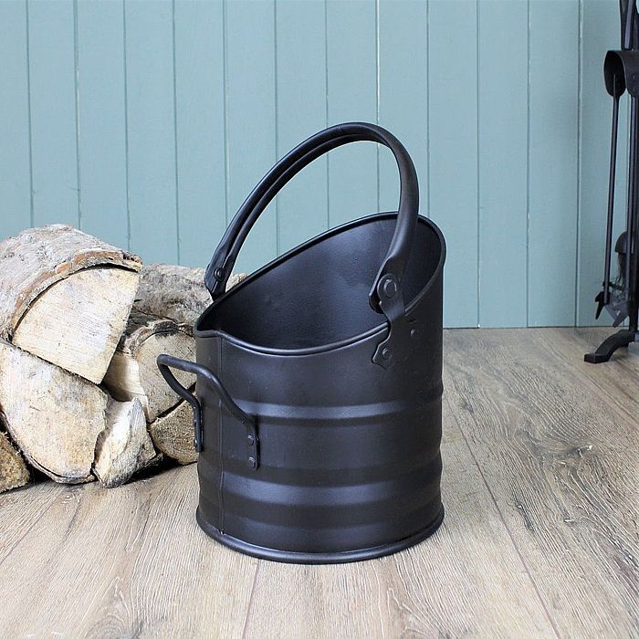 Fireside Black Iron Coal Bucket Coal Hod Shuttle Log Fireplace Wood Ash Storage | eBay UK