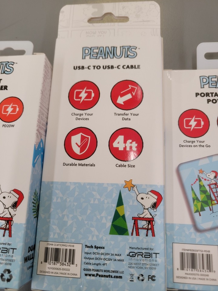 New Peanuts Snoopy 4Ft USB C To USB C Charging Cable Devices | eBay