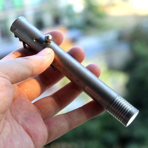 Titanium alloy pocket tactical mini flashlight LED light outdoor ...