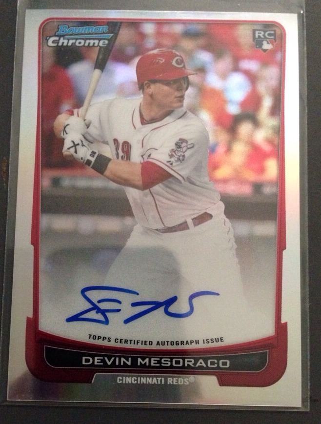 DEVIN MESORACO• /500 REFRACTOR RC Auto! 2012 Bowman Chrome Rookie ...
