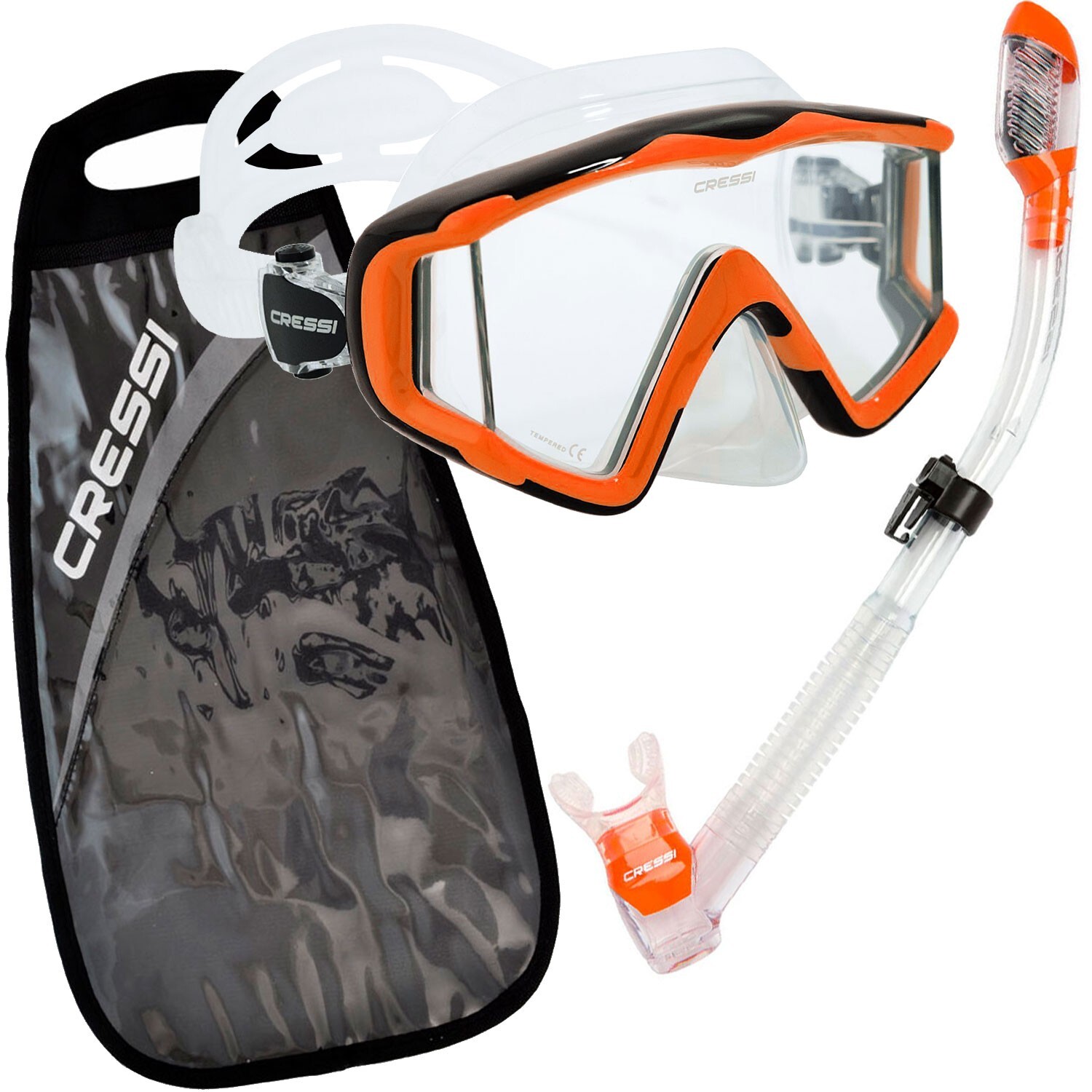 Cressi Pano 3 Mask Supernova Dry Adult Size Snorkel Combo Carring Bag ...